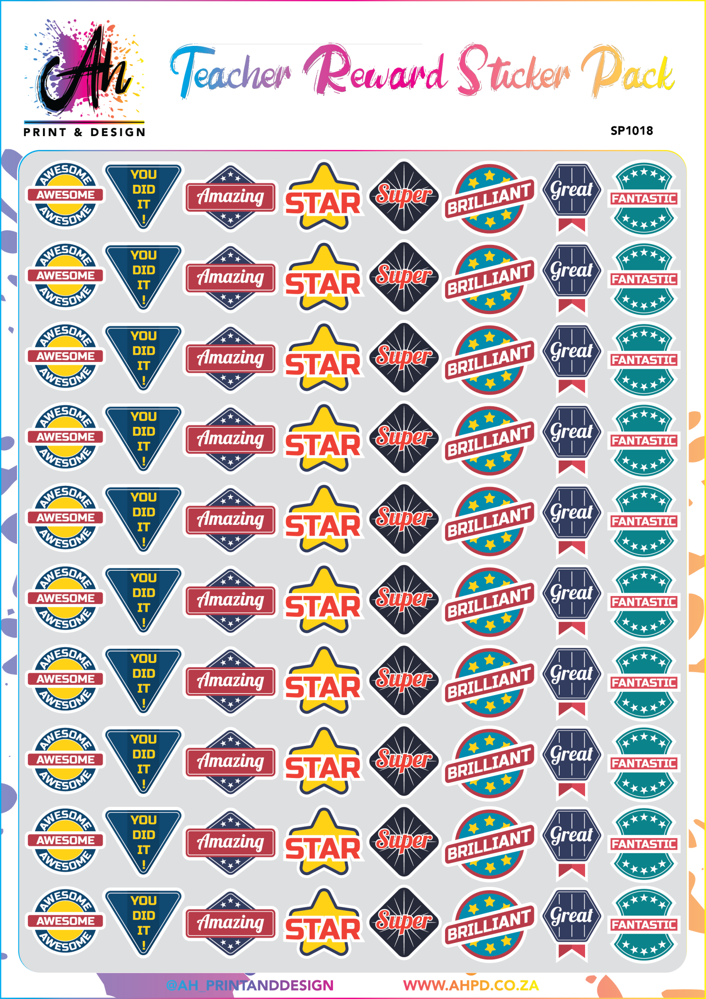 (SP1018) Teacher Reward Sticker Pack – AH Print & Design