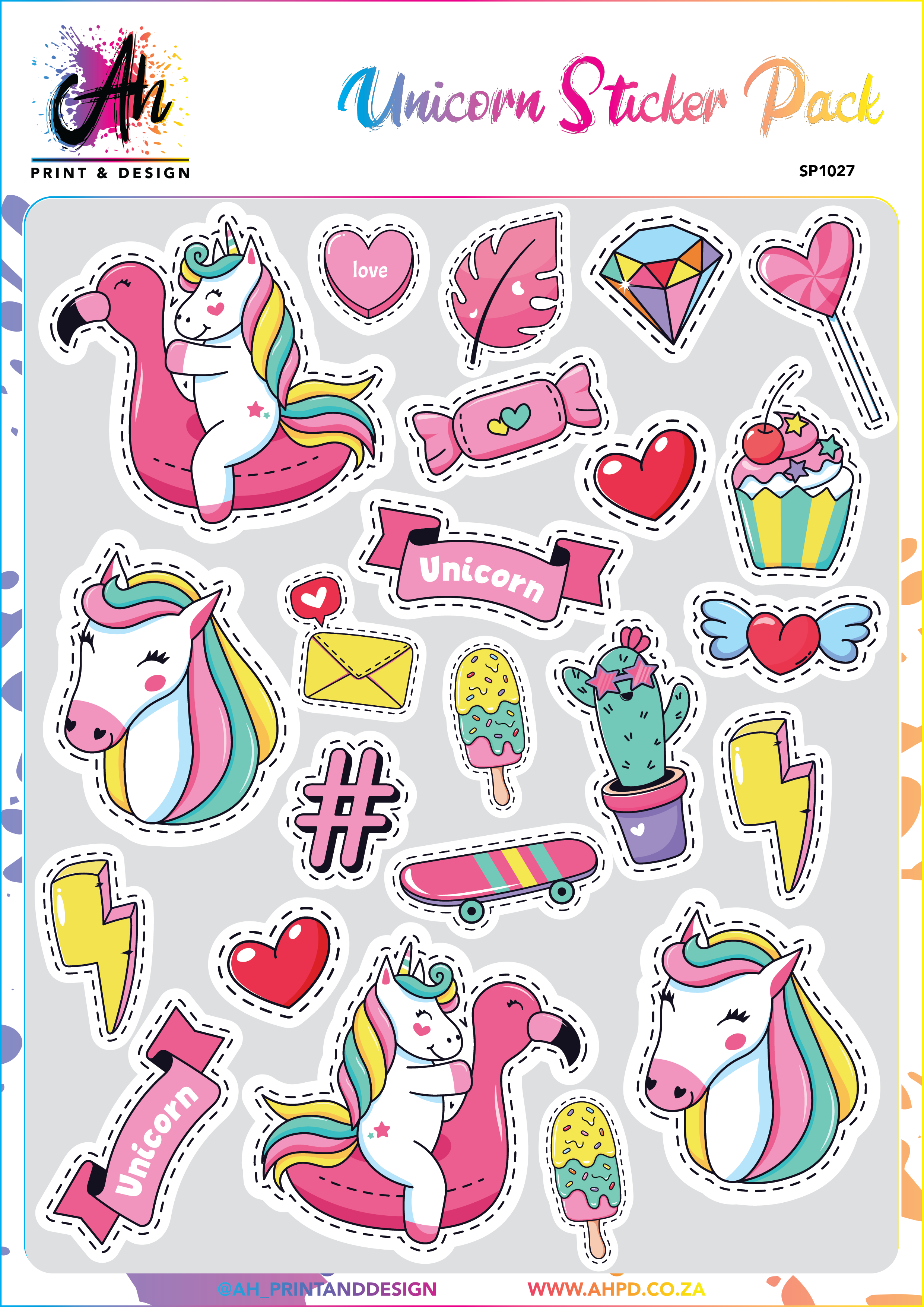 (SP1027) Unicorn Sticker Pack – AH Print & Design